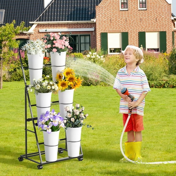 Flower Display Stand with 6 Buckets and Wheels - Walmart.com