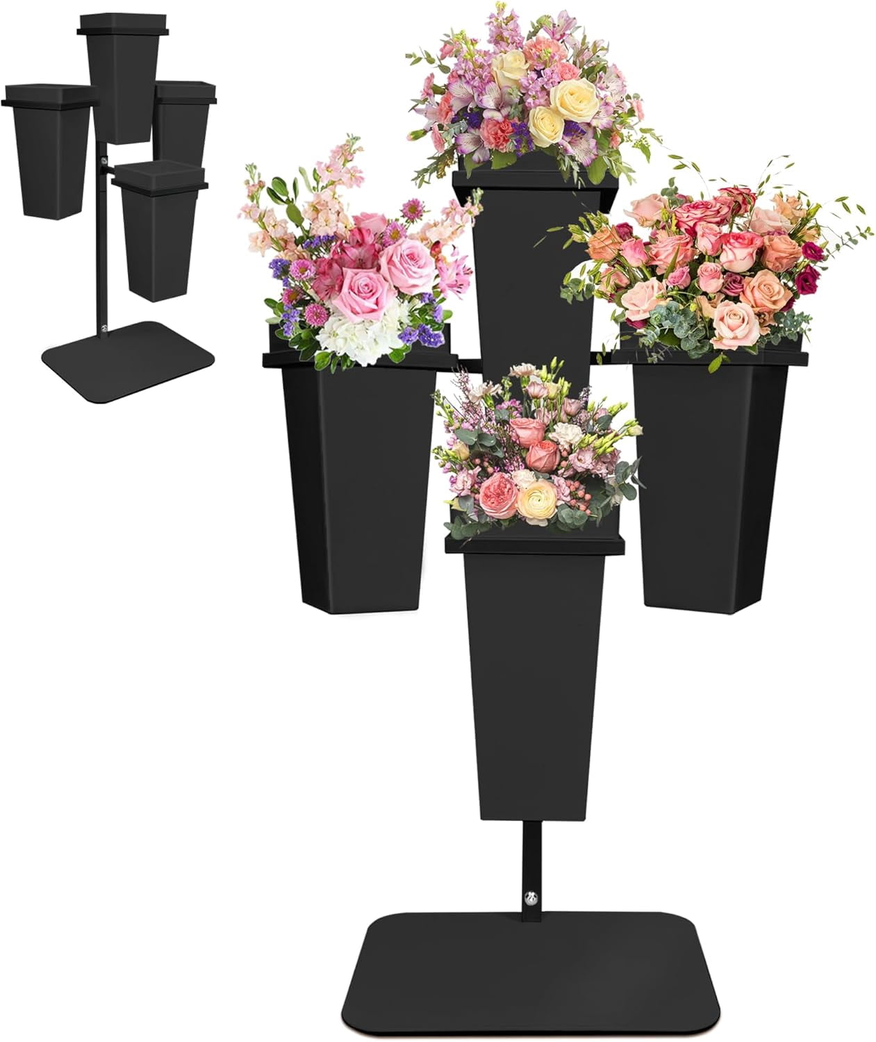 Flower Display Stand with Buckets, Flower Pot Stand, Flower Stand Metal ...