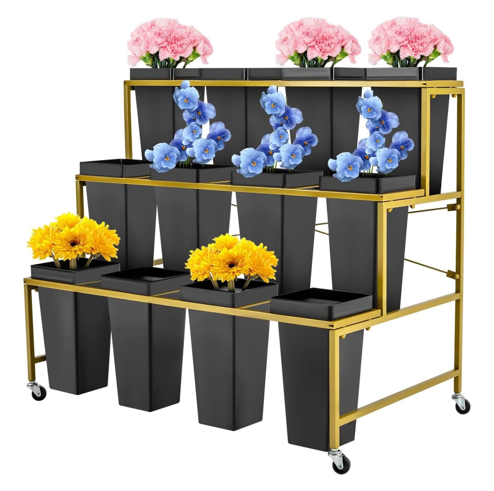Flower Display Stands with 12 Buckets, Flower Buckets for Cut Flower 3 ...