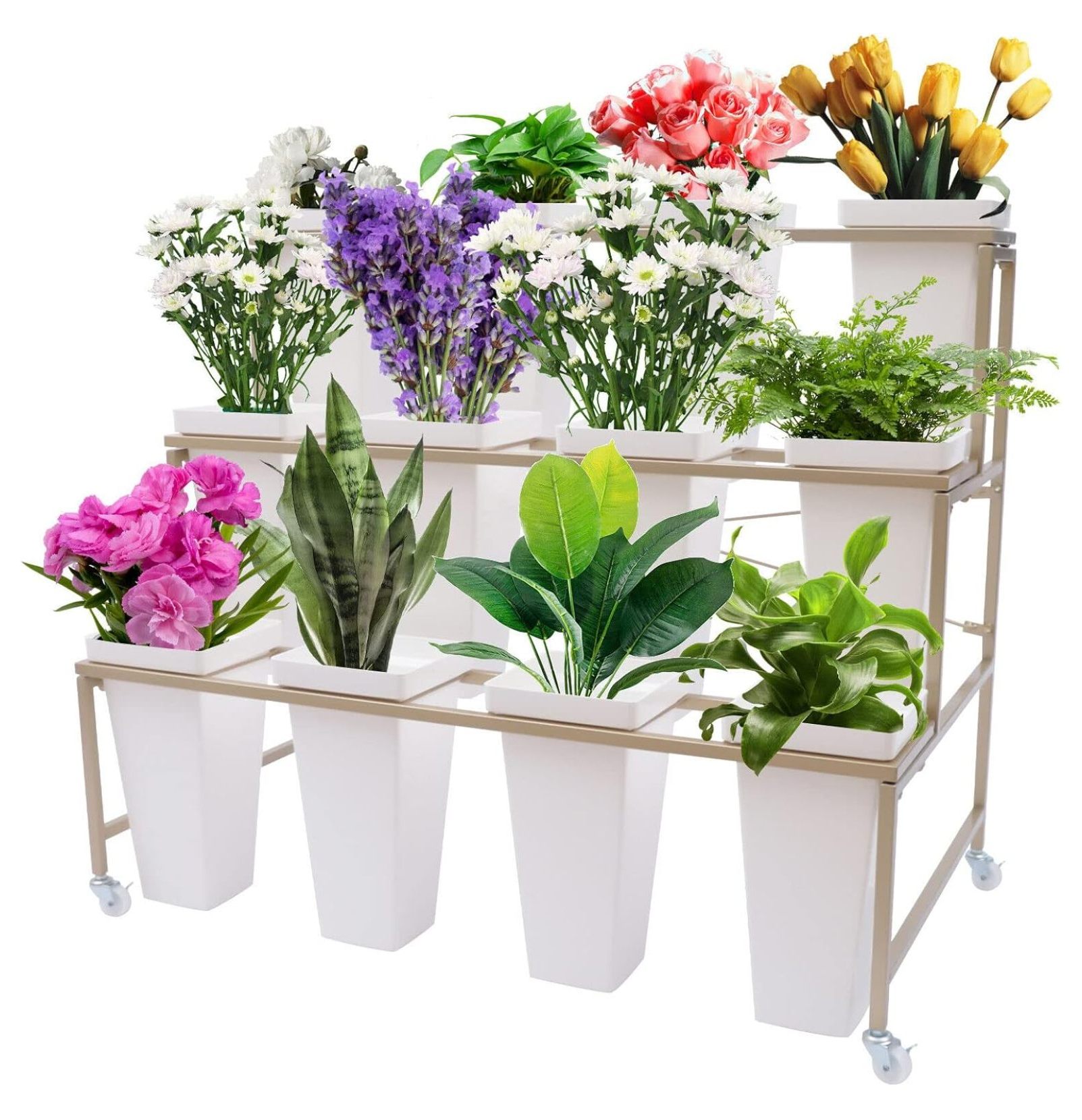 Flower Display Stands with 12 Buckets, Flower Buckets for Cut Flowers 3 ...