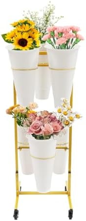 Flower Display Stands with 6Buckets, Flower Buckets for Cut Flowers 3 ...