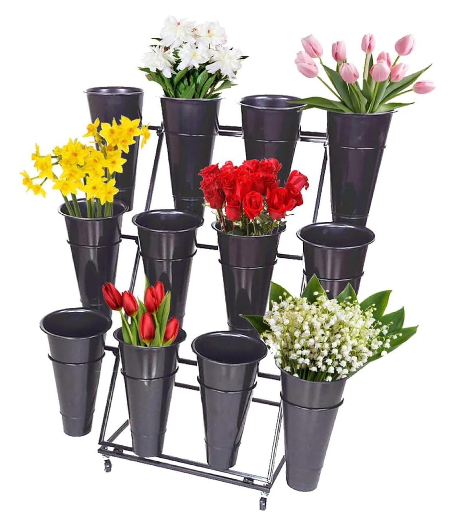Flower Display Stands, Outdoor Plant Stand, Flower Bucket Racks with ...