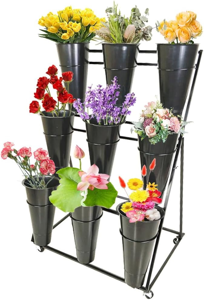 Flower Display Stands,Outdoor Stand, Flower Bucket Racks with Plastic ...