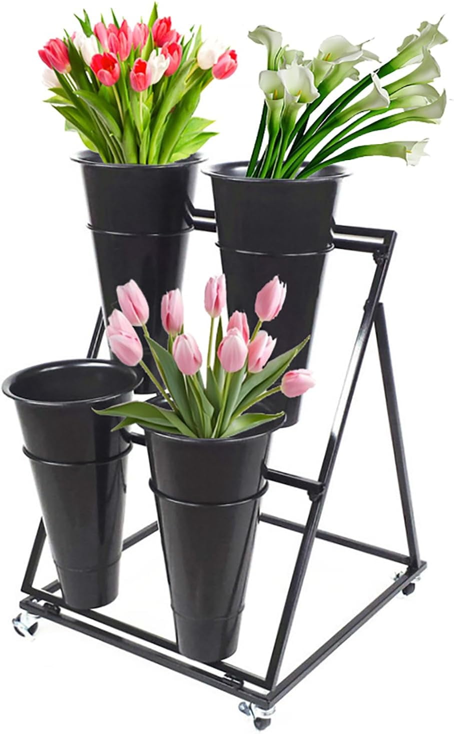 Flower Display Stands, Outdoor Stand, Flower Bucket Racks with Plastic ...
