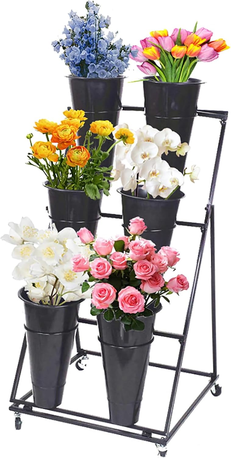 Flower Display Stands, Outdoor Stand, Flower Bucket Racks with Plastic ...