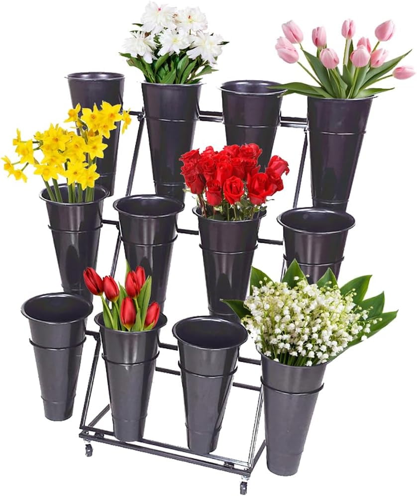 Flower Display Stands, Outdoor Stand, Flower Bucket Racks with Plastic ...