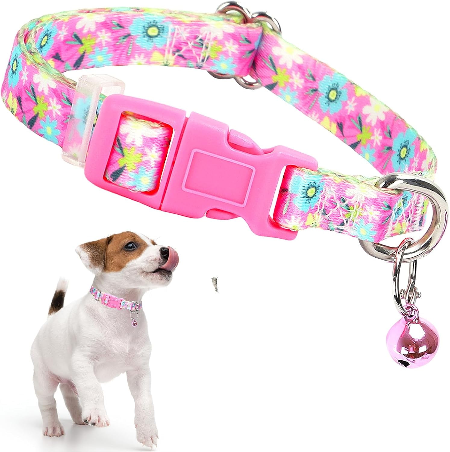 Flower Dog Collar with Bell, Soft Adjustable Puppy Collar Tiny Cat ...