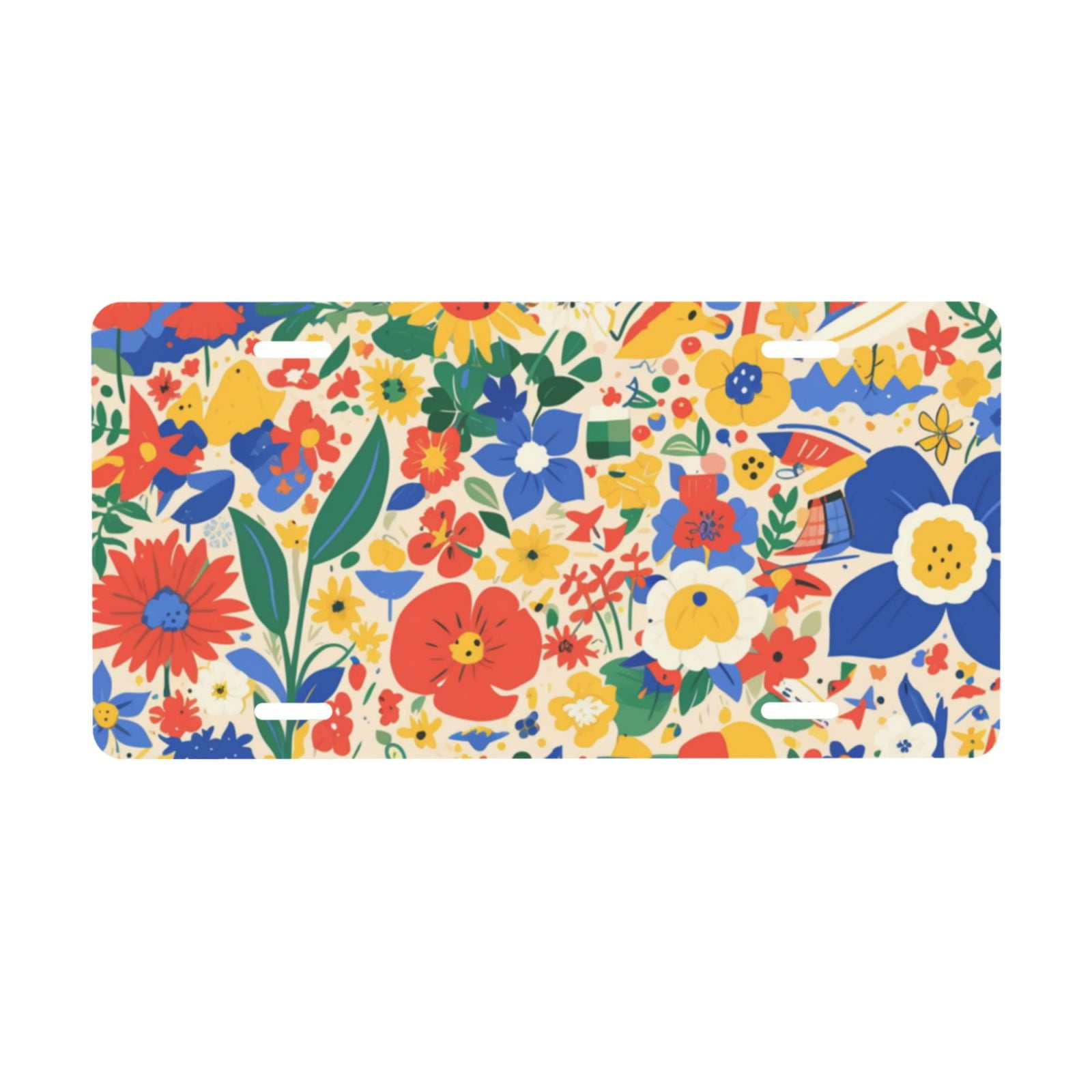 Flower Doodle License Plate 6" x 12" Decorative Metal Car Front Tag ...