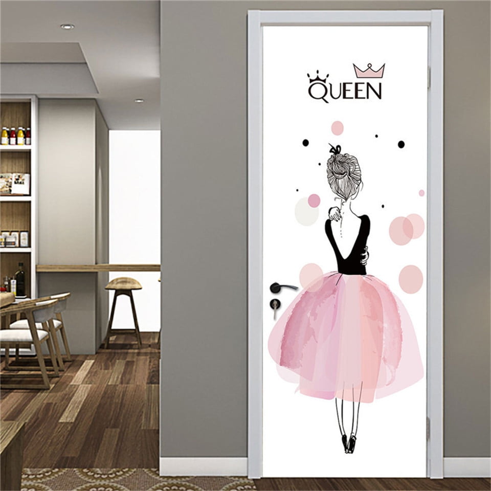 Flower Door Sticker Living Room Decoration Wallpaper for Doors Vinyl ...