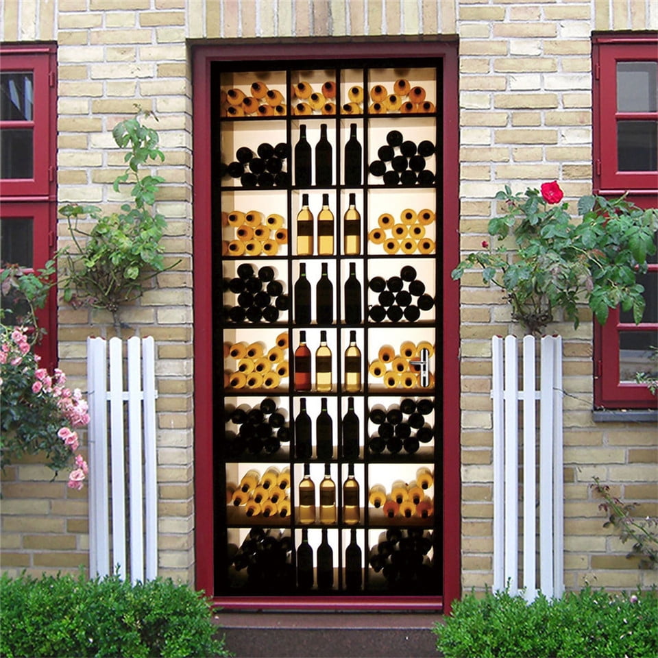 Flower Door Sticker Living Room Decoration Wallpaper for Doors Vinyl ...