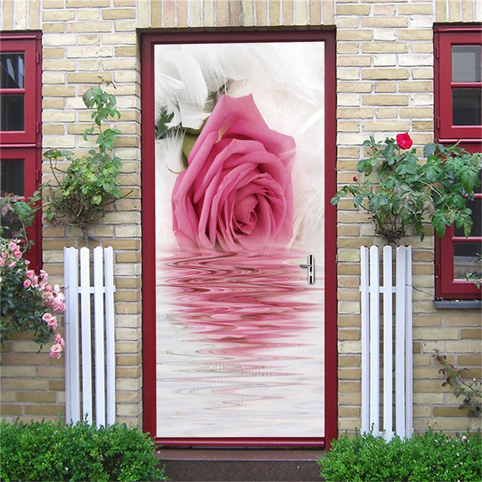 Flower Door Sticker Living Room ration Wallpaper for Doors Vinyl DIY ...