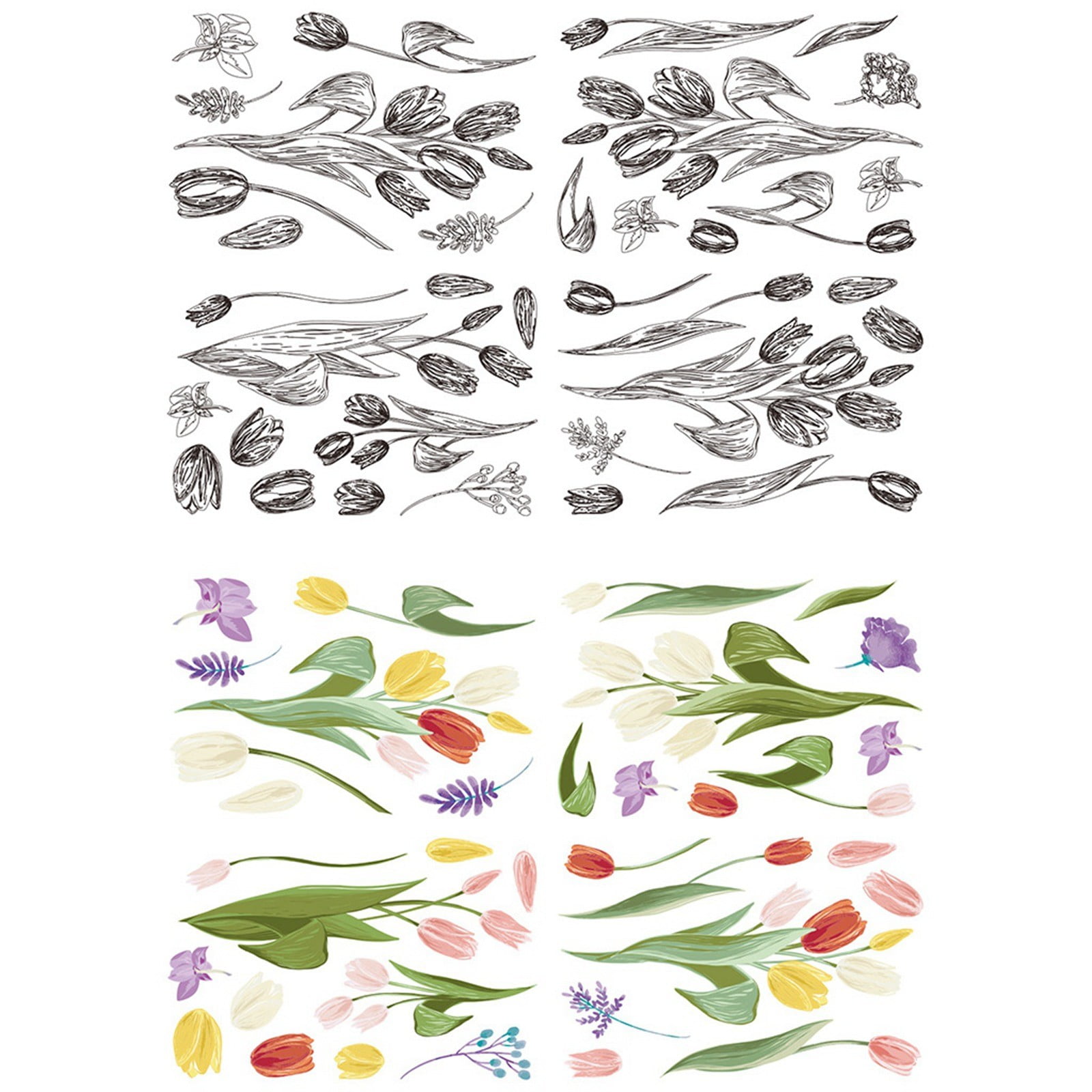 Flower Double Sided Static Sticker Window Decoration Static Wall ...