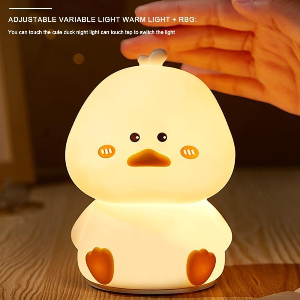 Flower Duck Night Light for Kids,Silicone Nursery Rechargeable Table ...