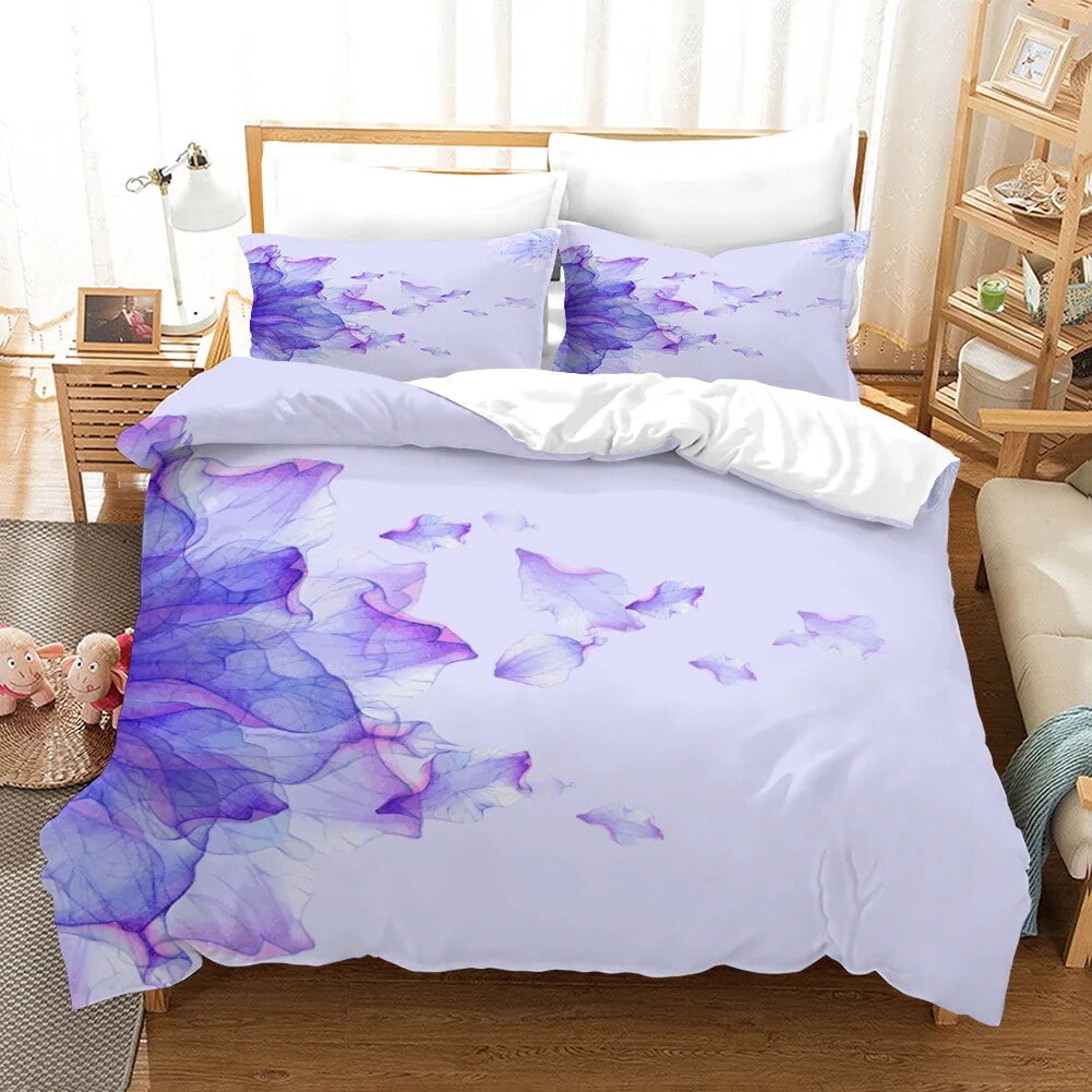 Flower Duvet Cover Set Beautiful Pink Rose Romantic Theme Polyester ...