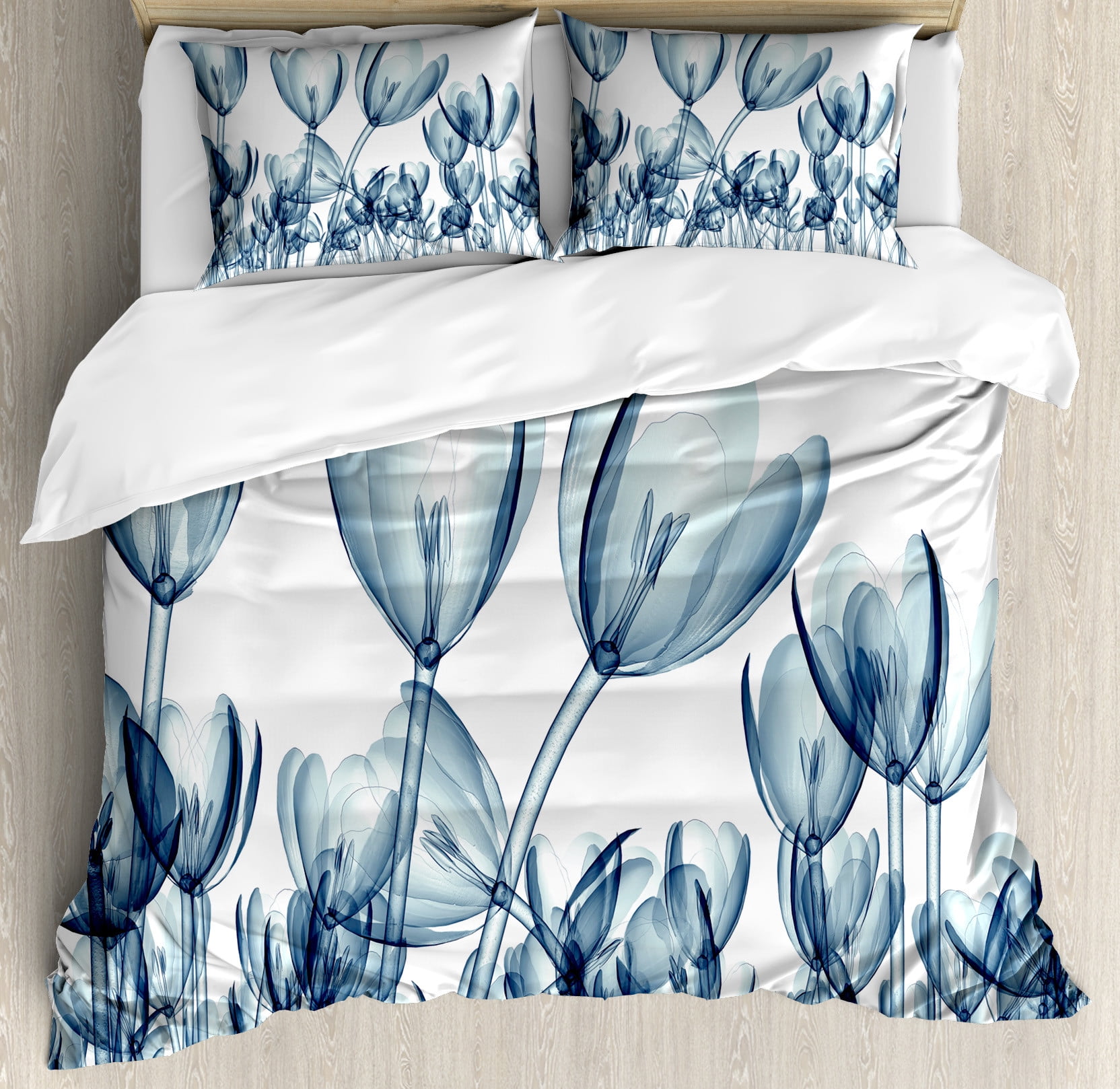 Flower Duvet Cover Set, Bunch of Different Size X-rays Complex ...