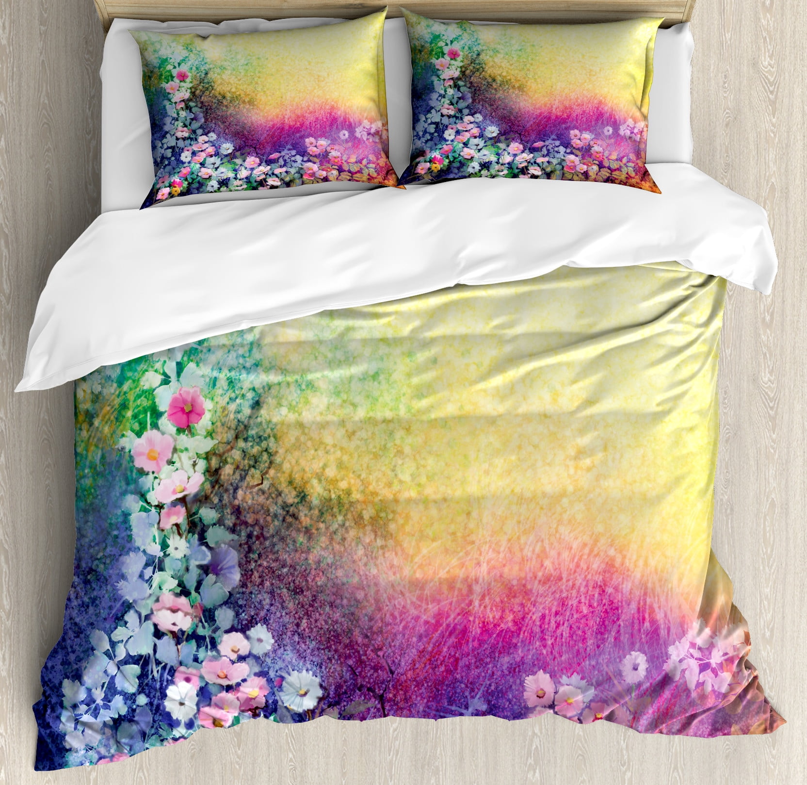 Flower Duvet Cover Set, Ivy Floral Beauty in Spring Blooming Nature ...