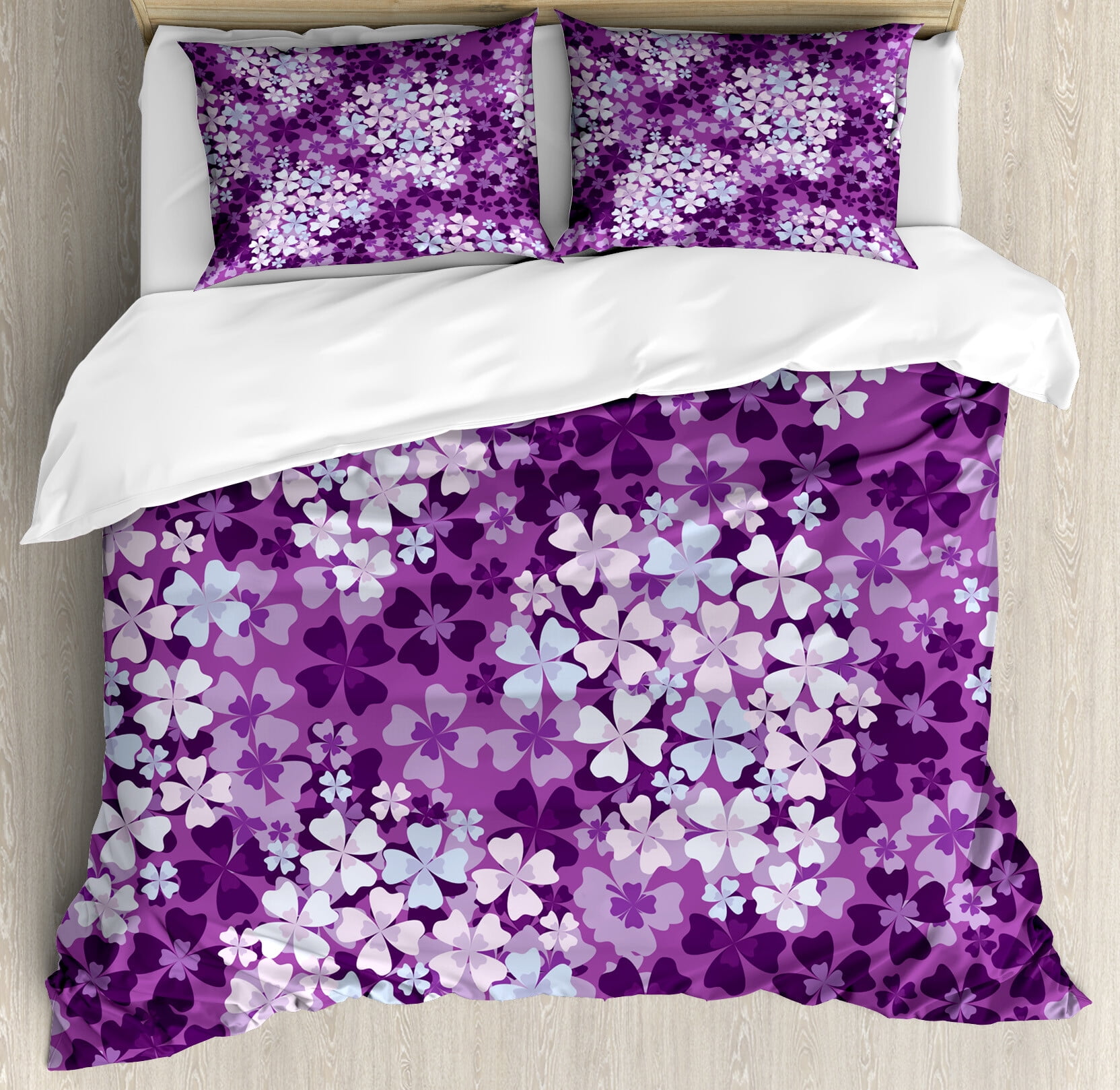 Flower Duvet Cover Set, Lilacs Illustration Greenery Field Freshness ...