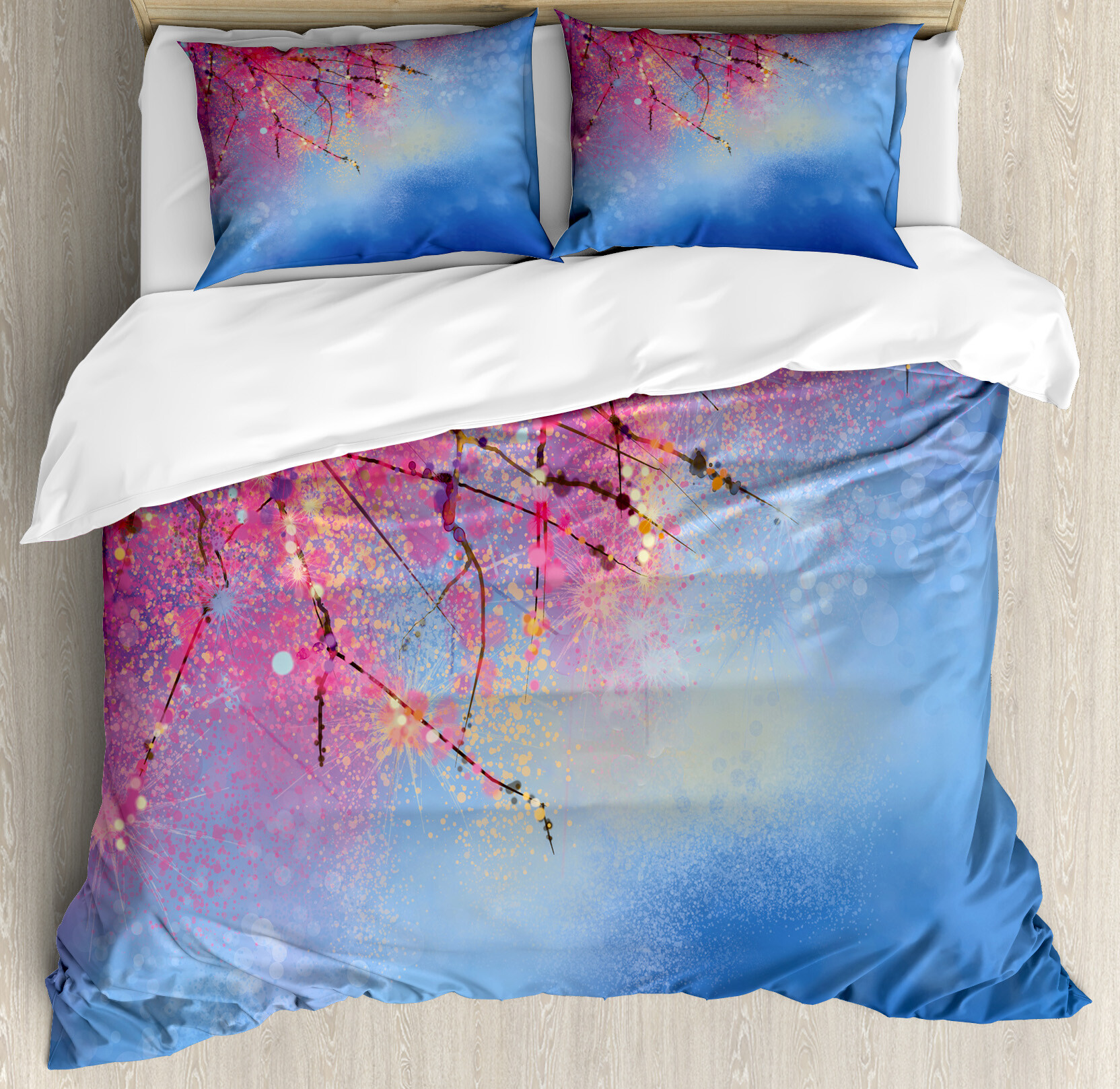 Flower Duvet Cover Set, Sakura Branches Hangs down from Tree Branch ...