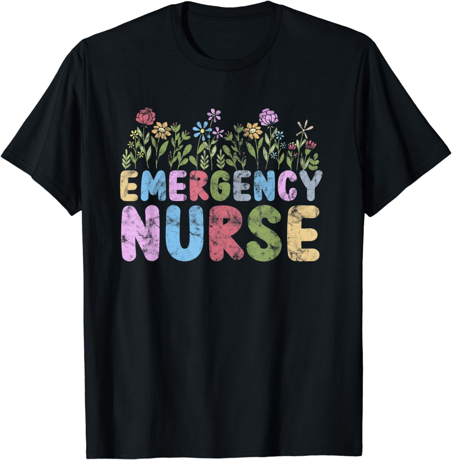 Flower ER Nurse Logo Emergency Registered Nurses Week 2023 T-Shirt ...