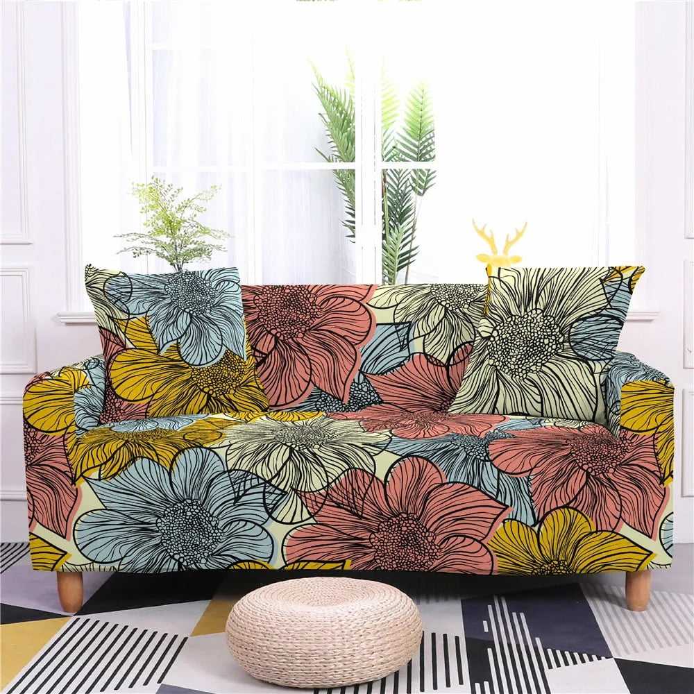Flower Elastic Corner Sofa Covers for Living Room L Sectional Sofa 1/2 ...