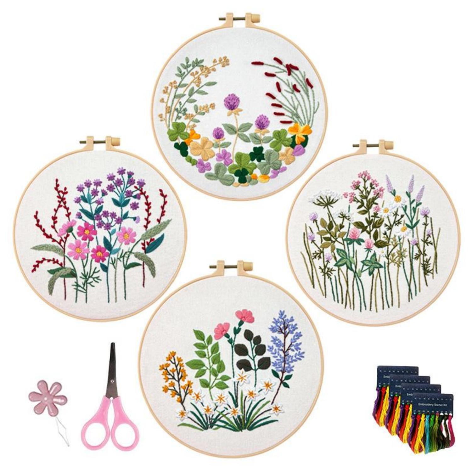 Flower Embroidery Kit for Beginners with Pattern and Instructions,4 ...