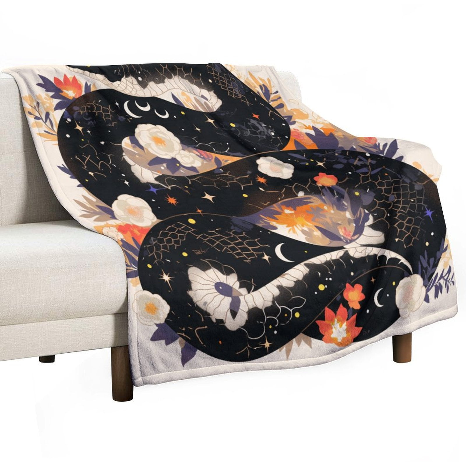 Flower Entwined Snake Flannel Plush Soft Fluffy Break Nap Blanket Cover ...