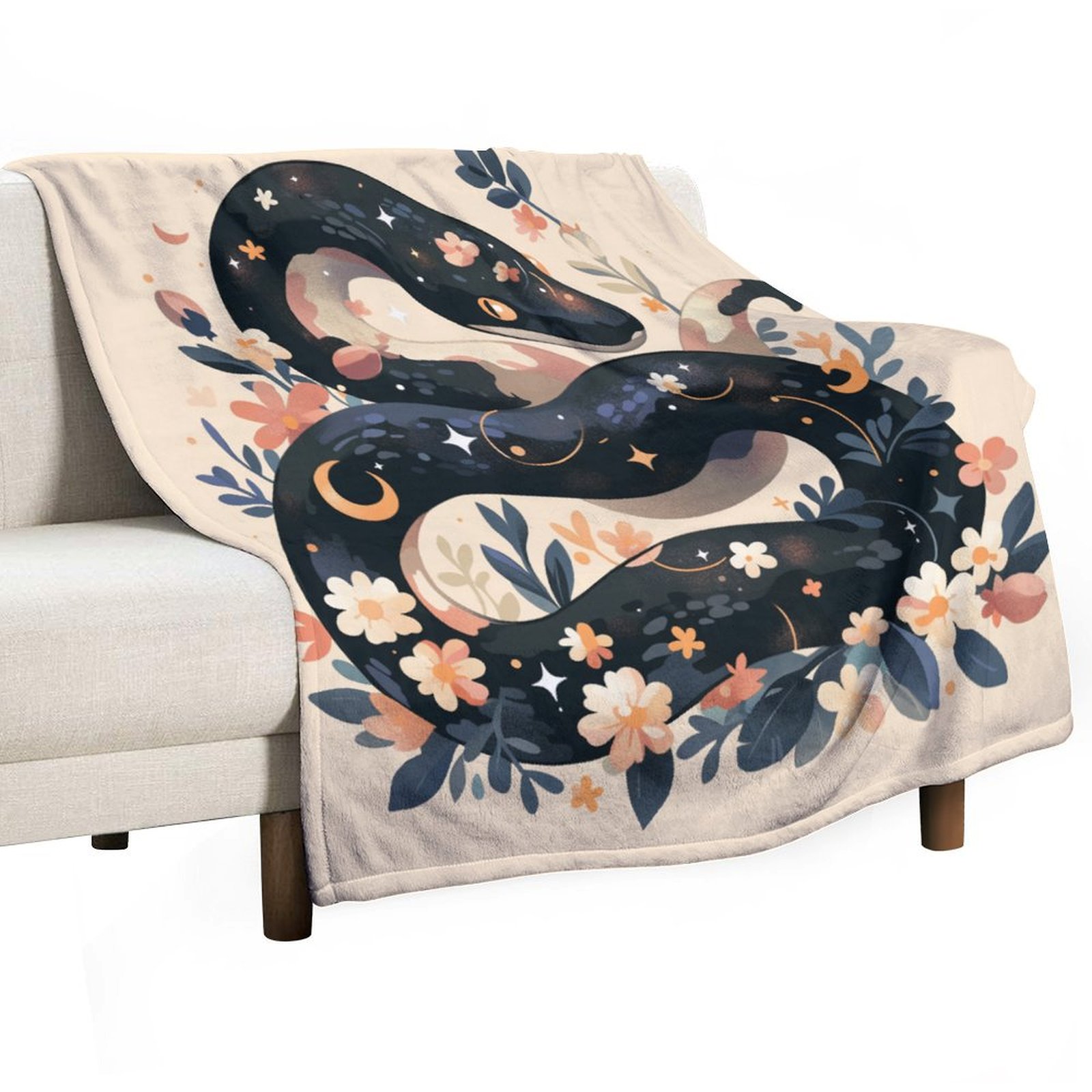Flower Entwined Snake Flannel Plush Soft Fluffy Break Nap Blanket Cover ...