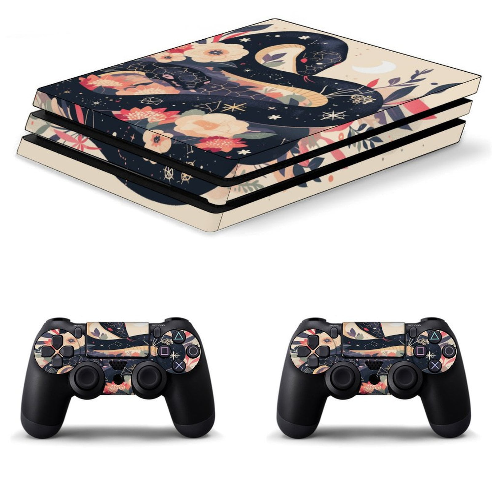 Flower Entwined Snake PS4/PS4 Pro/PS4 Slim Skin Sticker For Console And ...