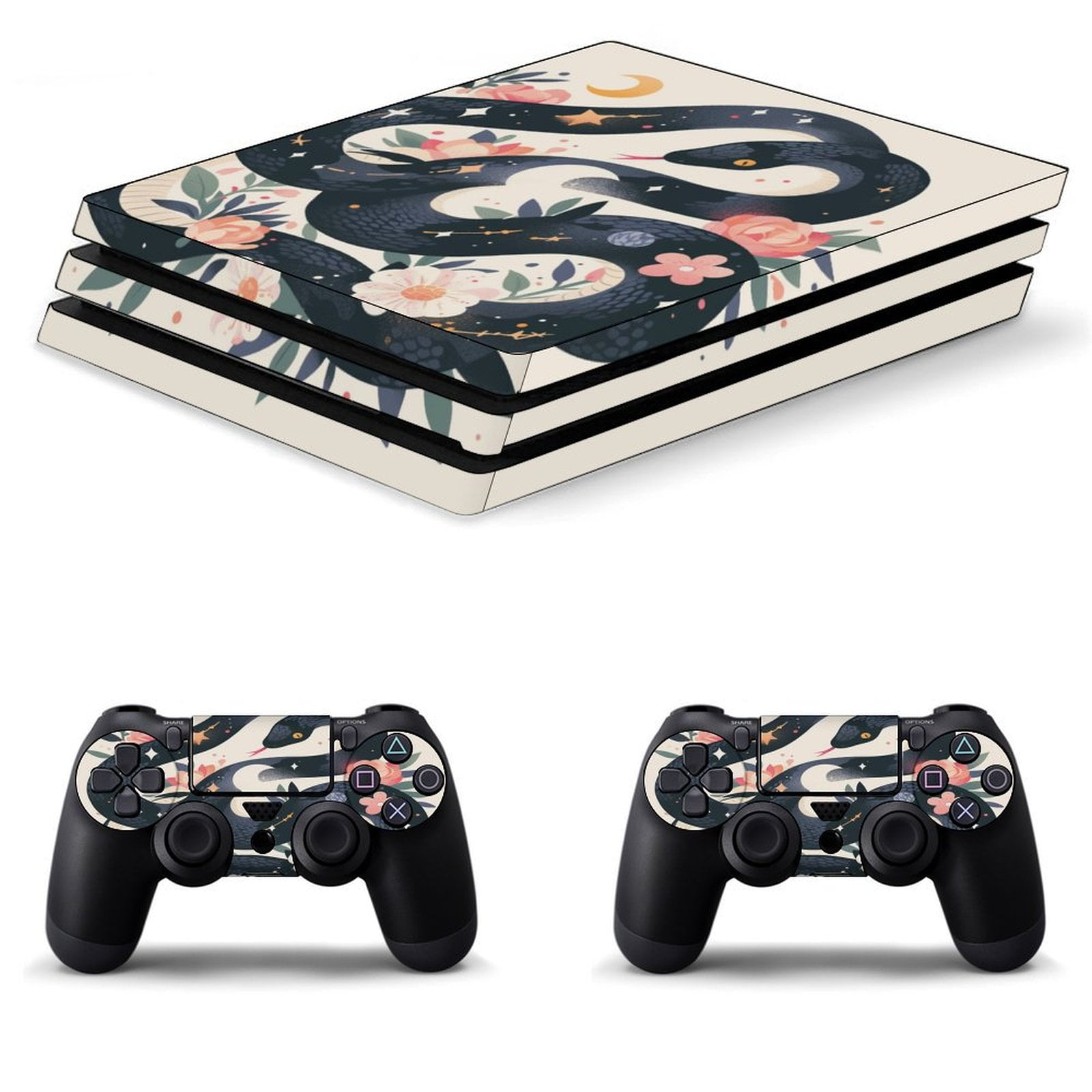 Flower Entwined Snake PS4/PS4 Pro/PS4 Slim Skin Sticker For Console And Controller Skins ...