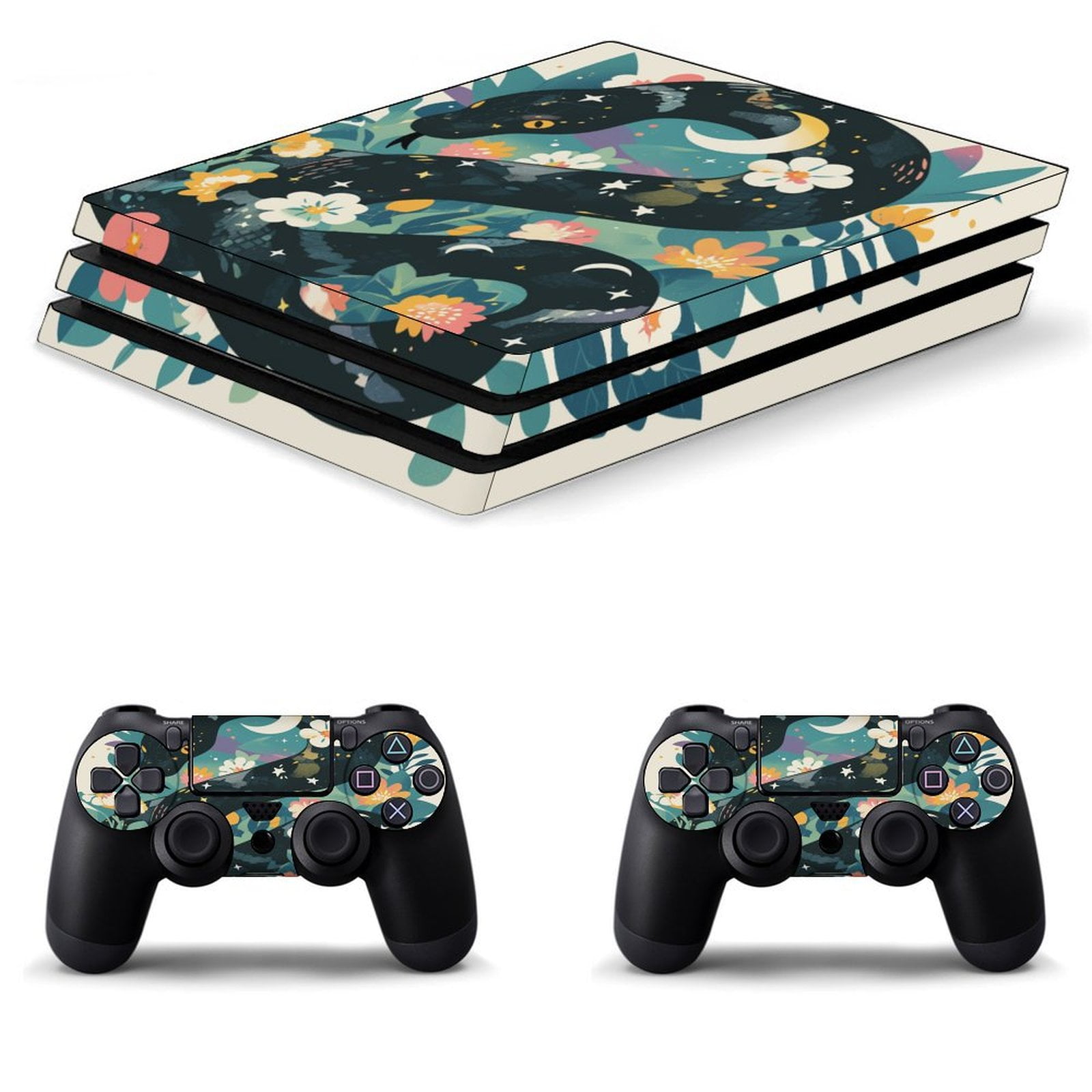 Flower Entwined Snake PS4/PS4 Pro/PS4 Slim Skin Sticker For Console And ...