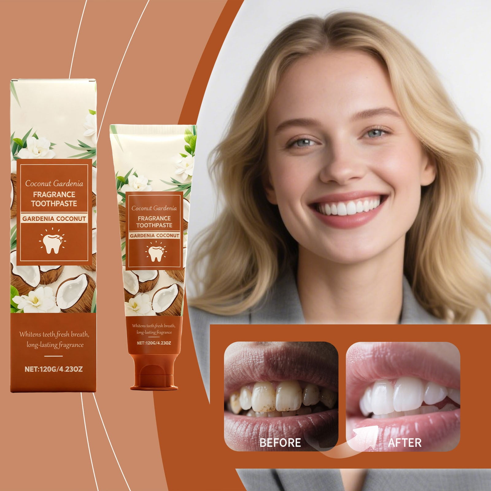 Flower Extract Brightening Toothpaste, Improves Yellow Teeth for a ...