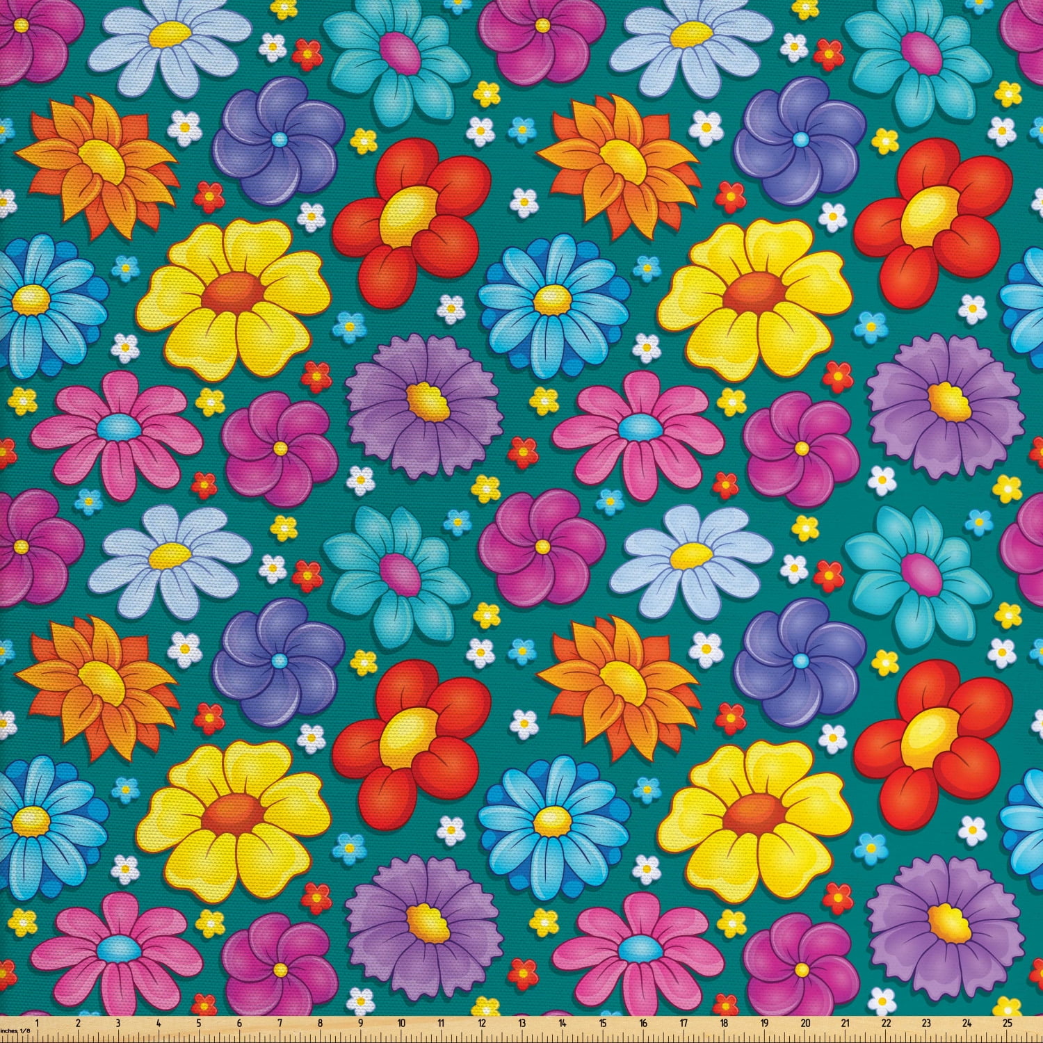 Ambesonne Flower Fabric by the Yard Upholstery, Spring Garden Pattern ...