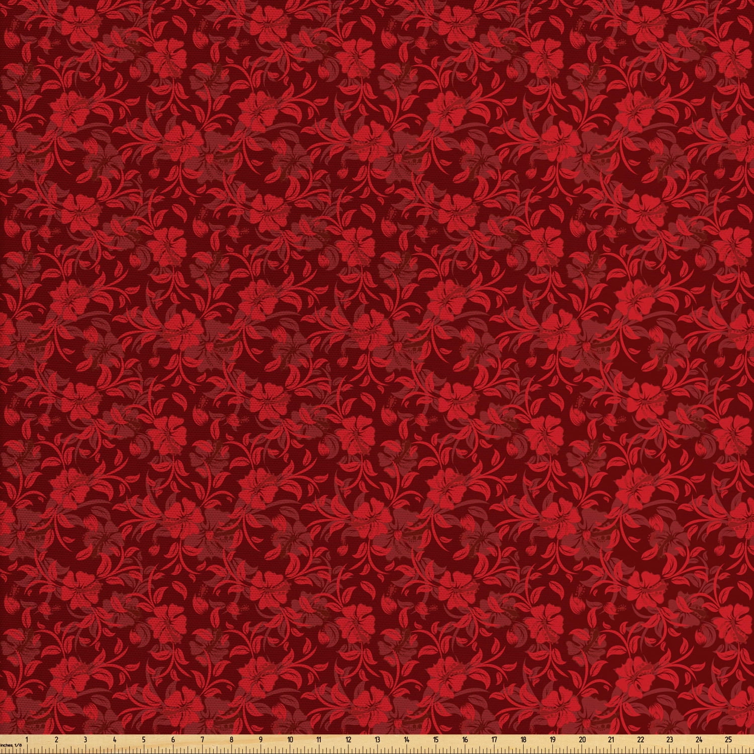 Ambesonne Flower Fabric by the Yard Upholstery, Flowers Leaves and ...
