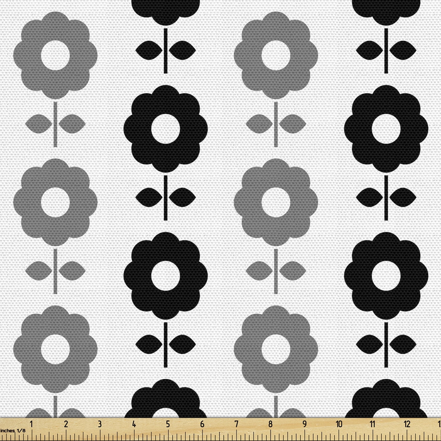 Ambesonne Flower Fabric by the Yard Upholstery, Pattern of Dark Flowers ...