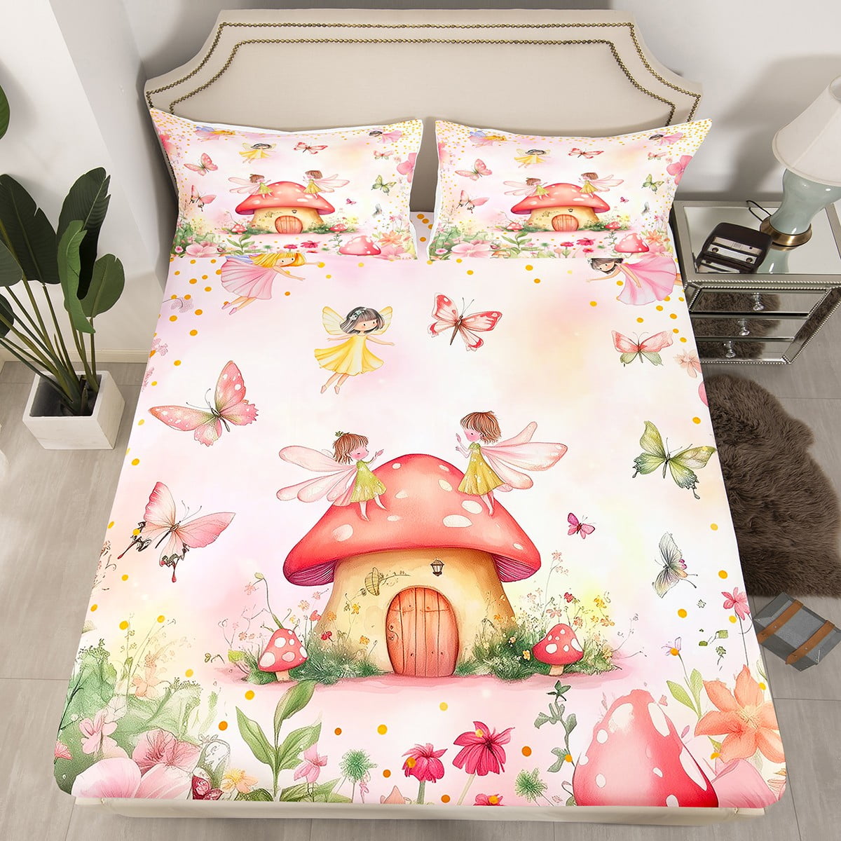 Flower Fairy Bedding Set Full Size,Cute Fairy Butterfly Fitted Sheet ...