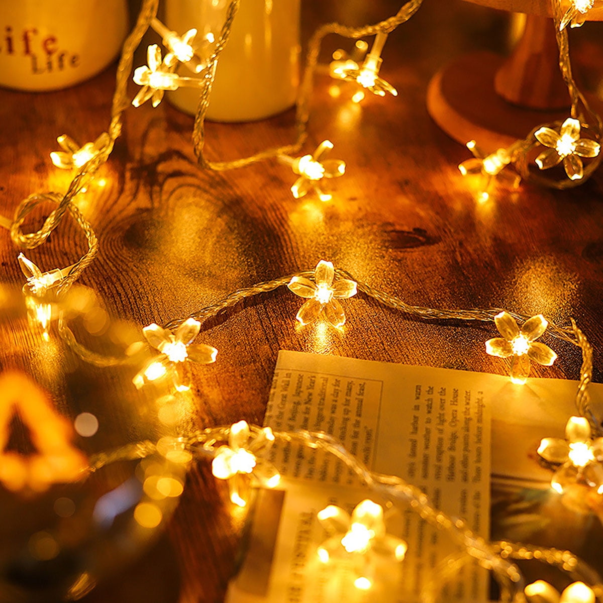 Flower Fairy Lights, 20 Ft Battery Operated Warm White String Lights 40 ...