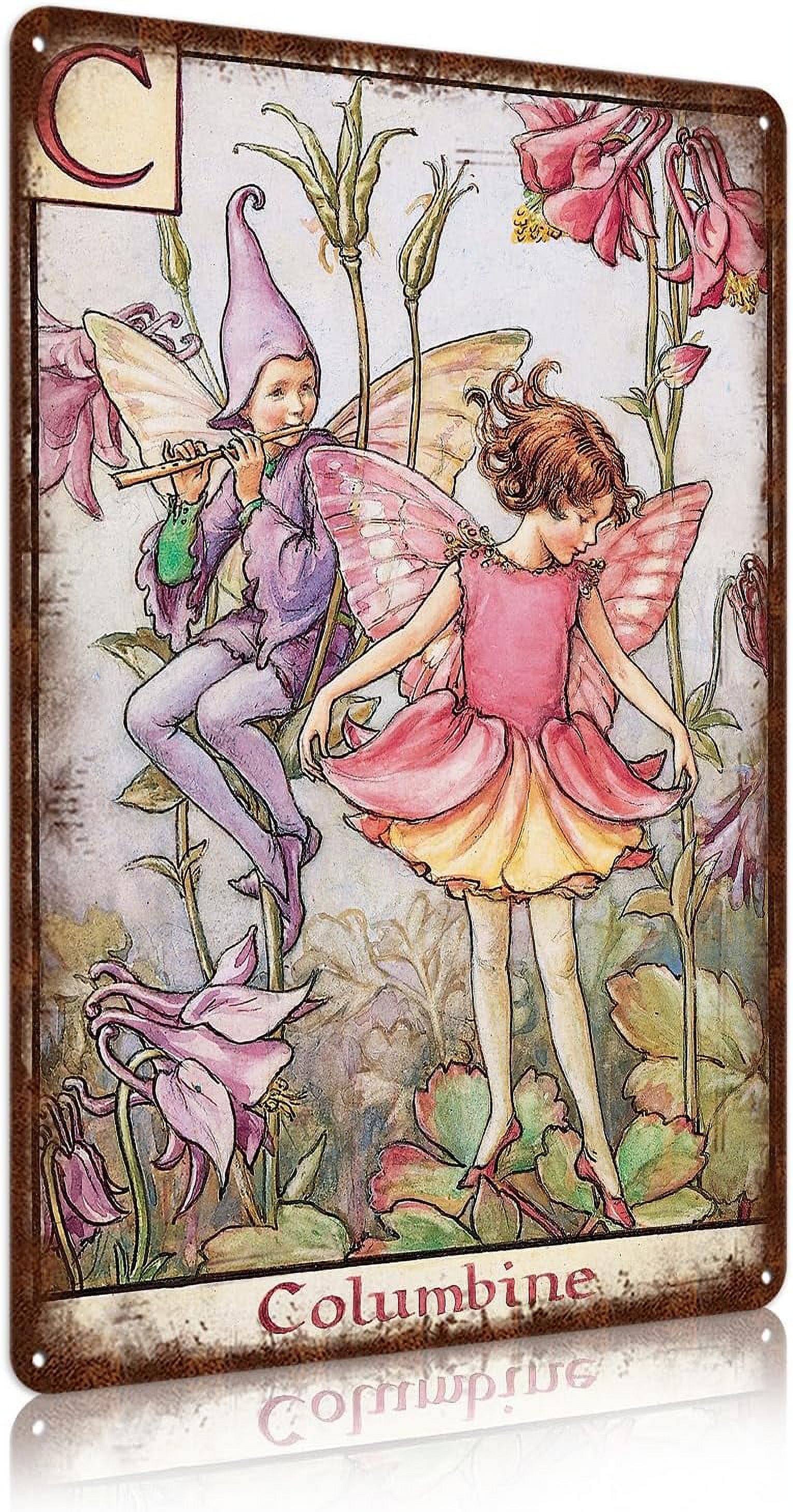 Flower Fairy Metal Signs Vetch Fairy Garden Decor Vintage Garden Tin ...