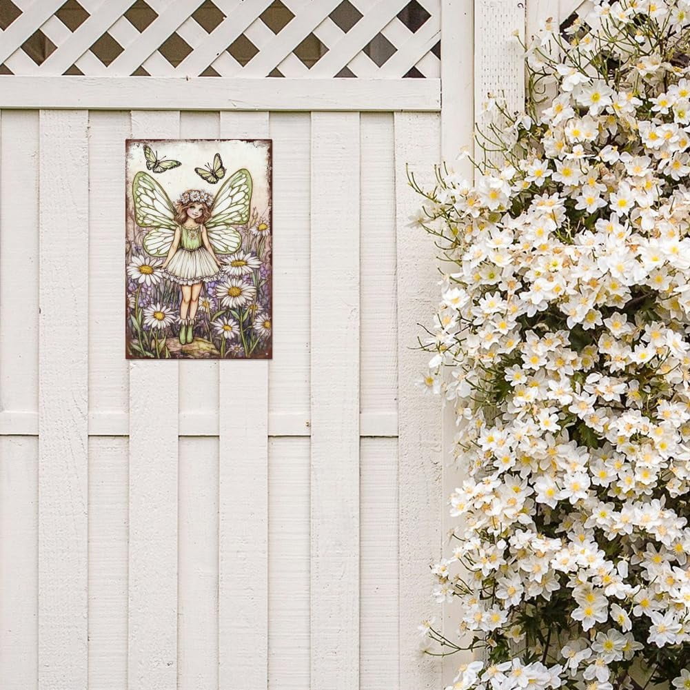 Flower Fairy Vintage Metal Tin Sign Daisy Fairy Retro Metal Garden ...