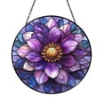 Flower Faux Stained Glass Window Hanging – Violet Floral Decor ...