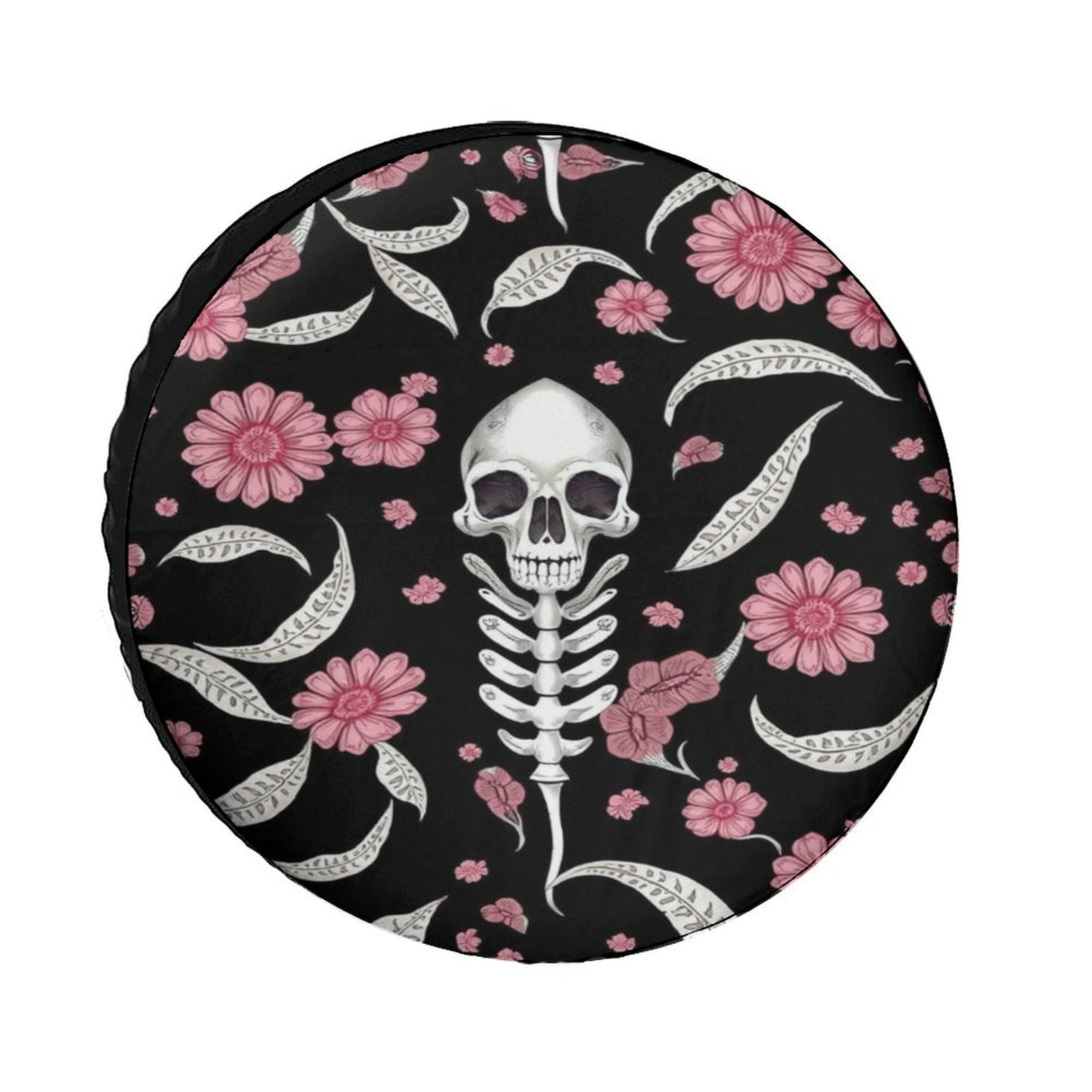 Flower And Feather Skull Art Pattern Spare Tire Cover Weatherproof ...