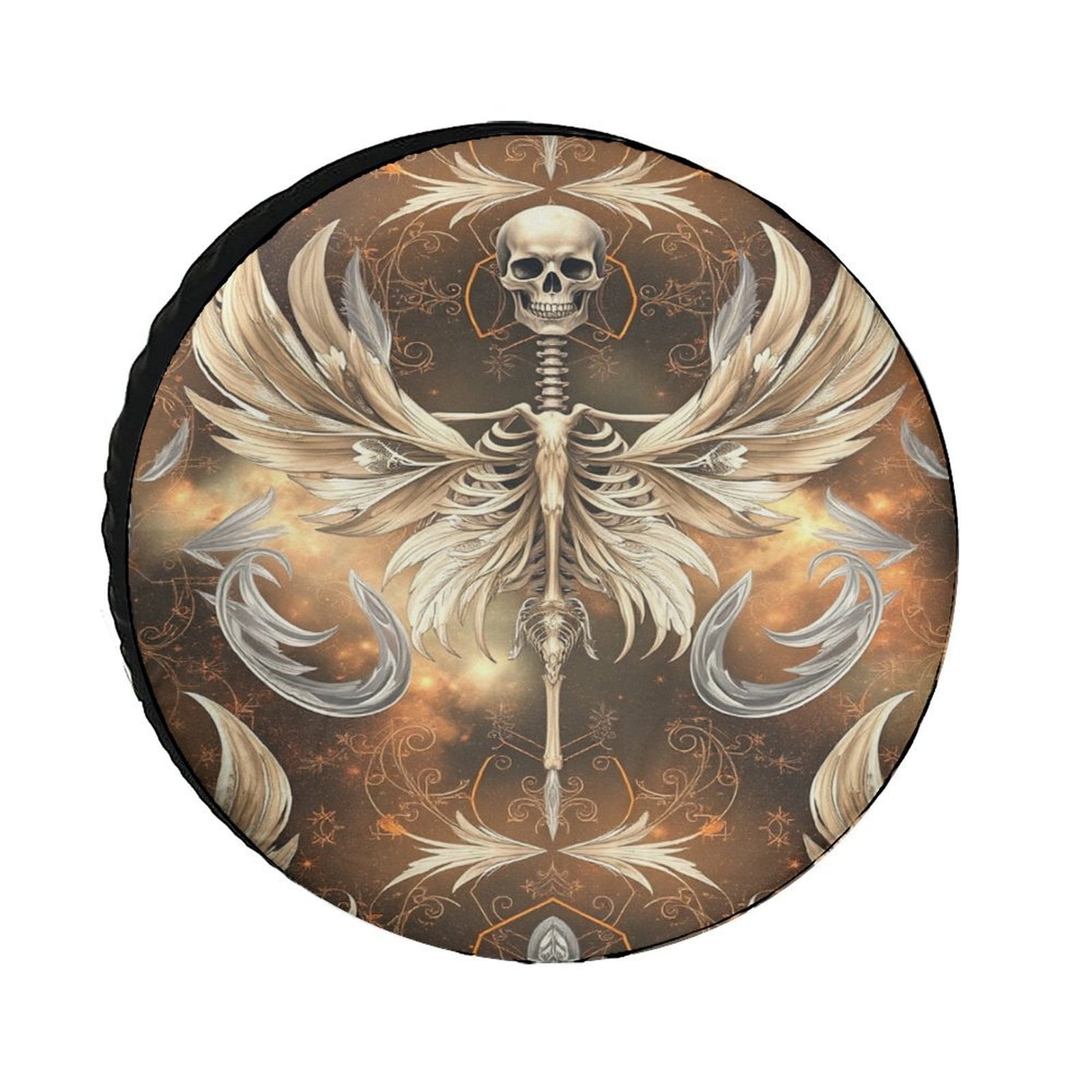 Flower And Feather Skull Art Pattern Spare Tire Cover Weatherproof ...