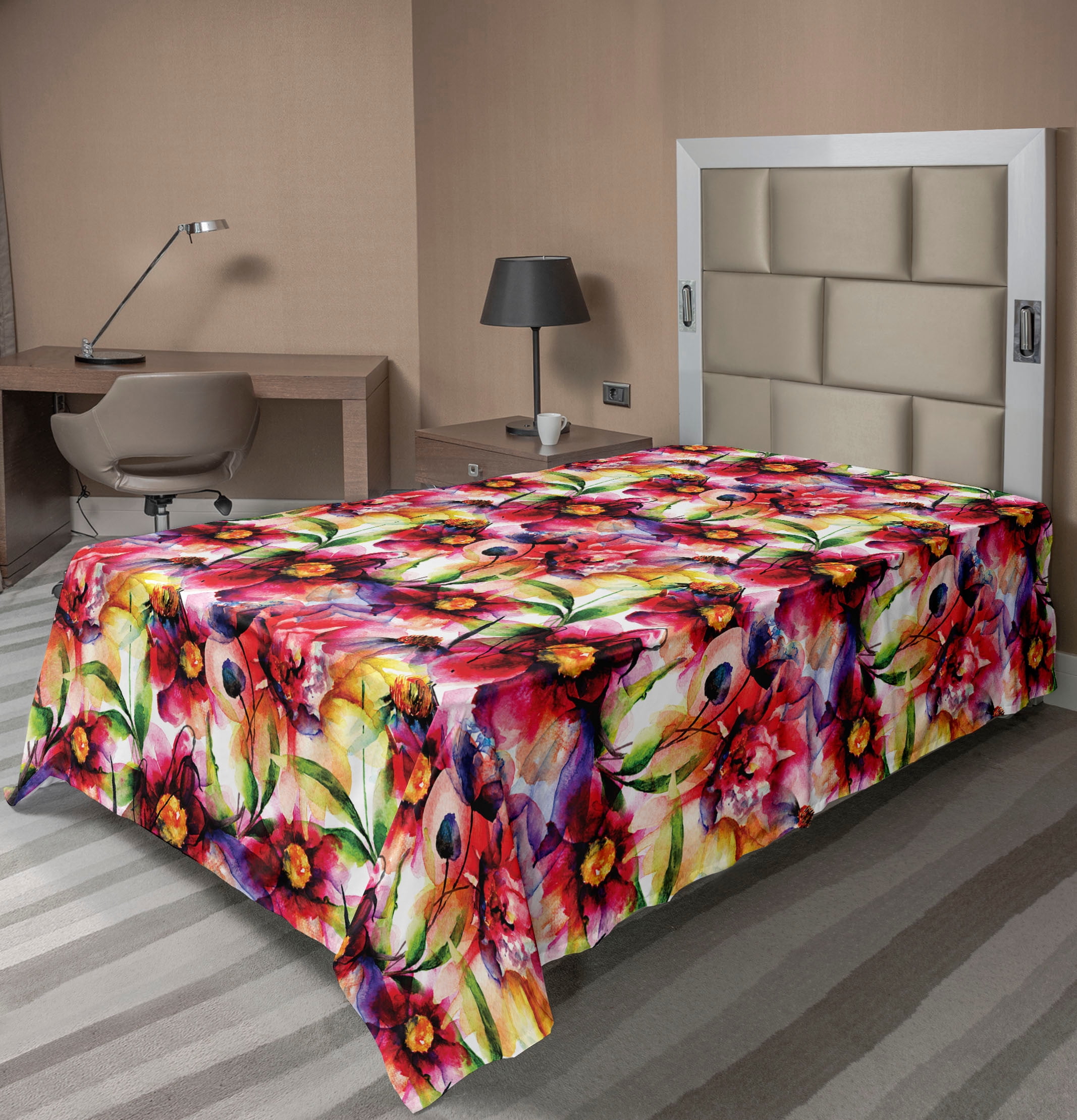 Ambesonne Flower Flat Bedding Sheet Soft Top Sheet, Fine Art Floral ...