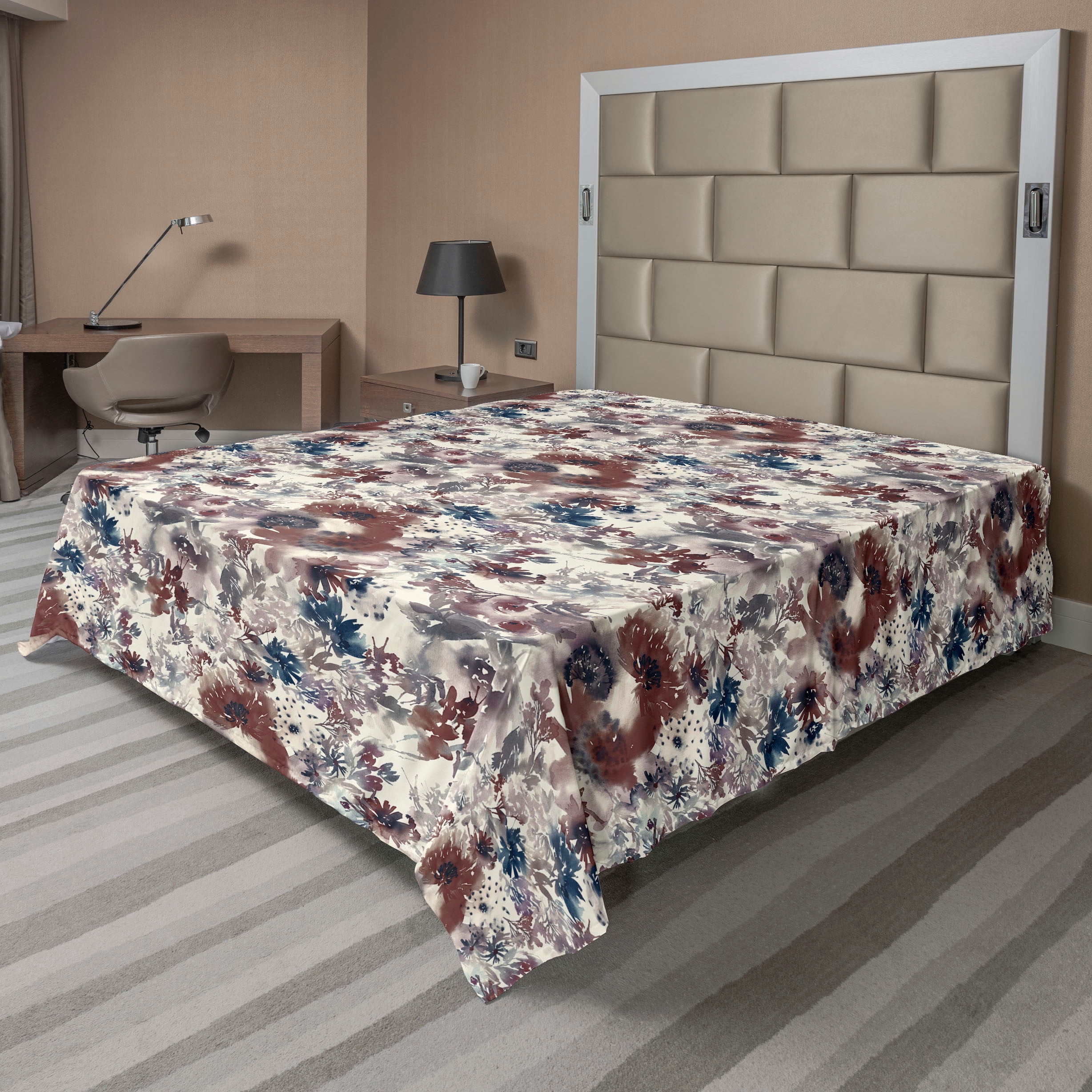 Ambesonne Flower Flat Bedding Sheet Soft Top Sheet, Art Aquarelle ...