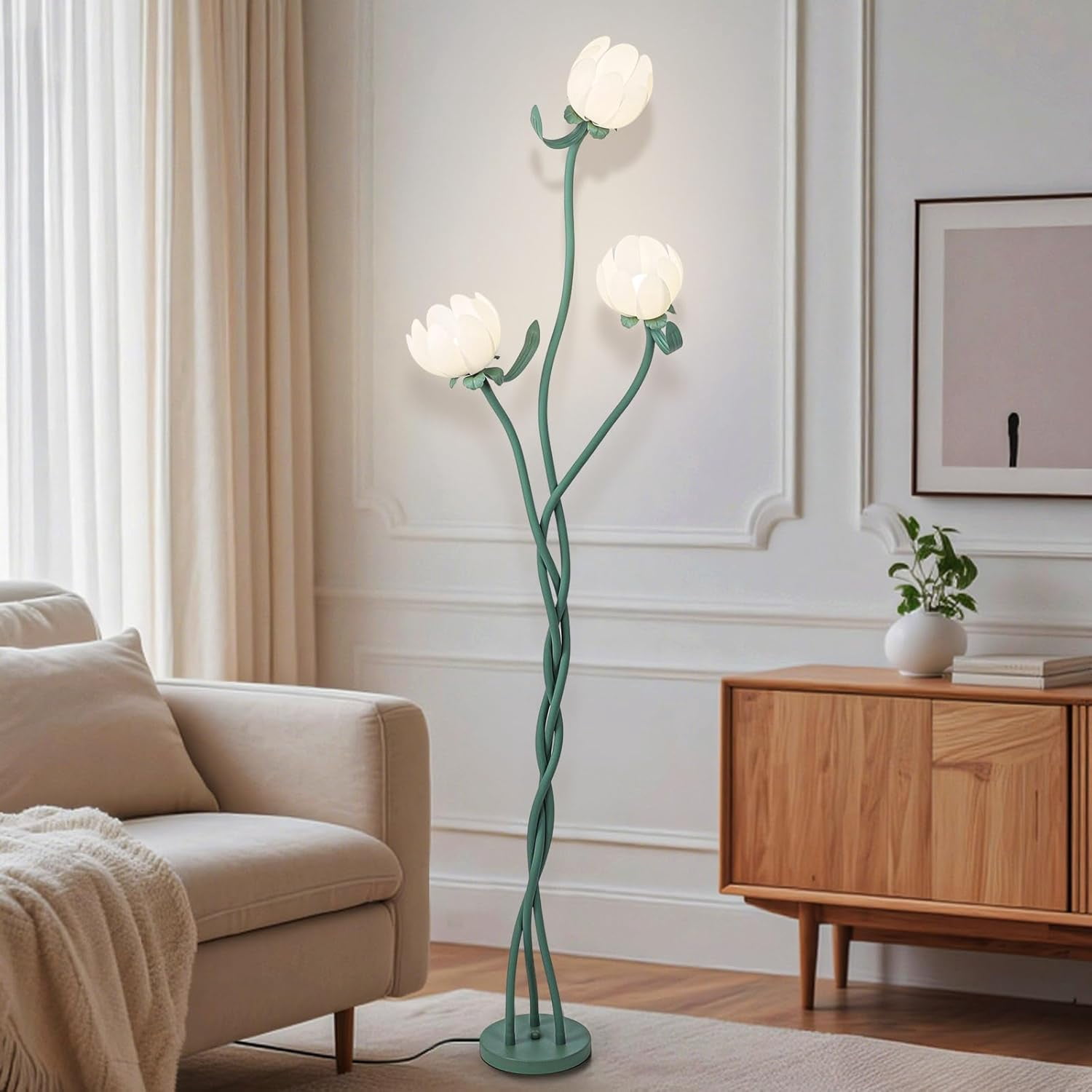 Flower Floor Lamp for Living Room, 3-Head Epiphyllum Flower Lamp, 67 ...