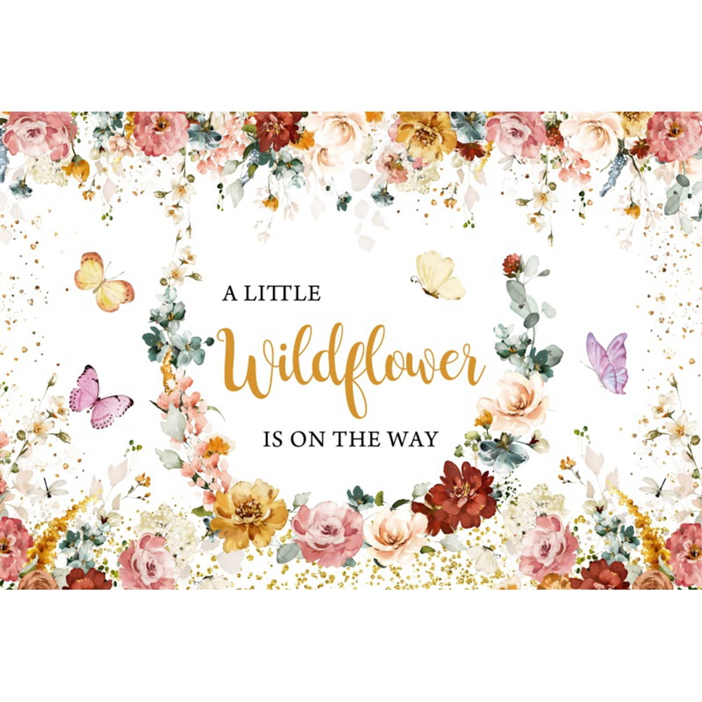 Flower Floral Baby Shower Backdrop for Photography Colorful Butterfly ...