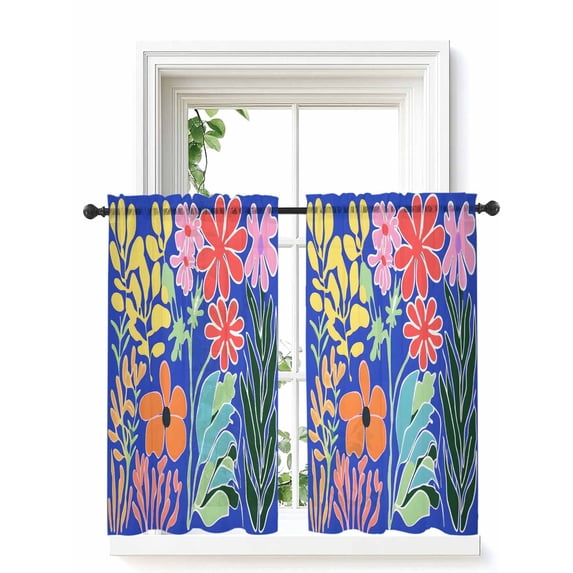 Flower Floral Curtains 45 Inch Length, Sheer Curtains for Bedroom ...