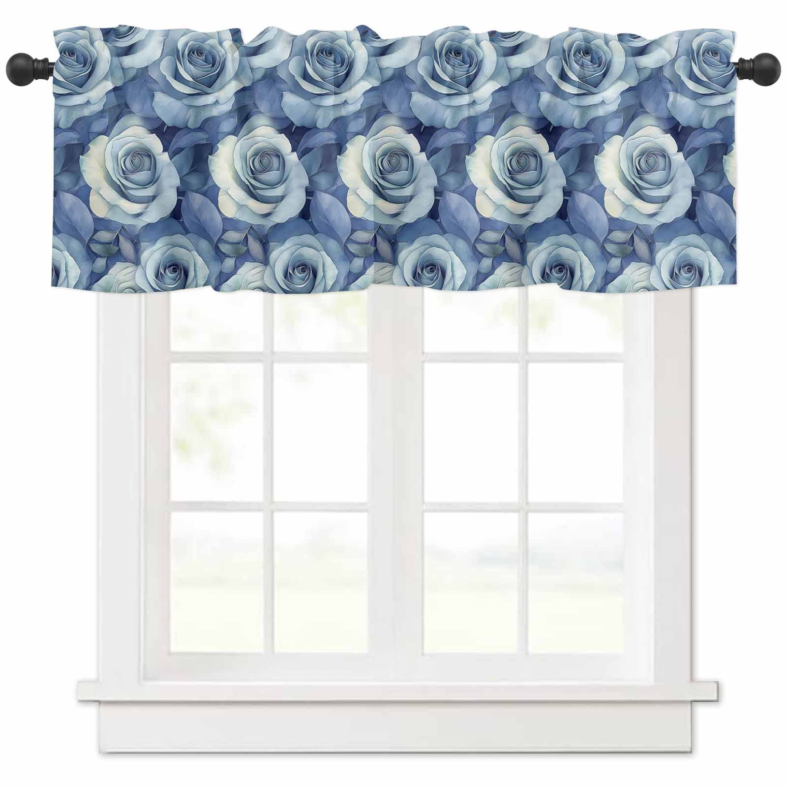 Flower Floral Valances for Windows Farmhouse Kitchen Curtains Valances ...