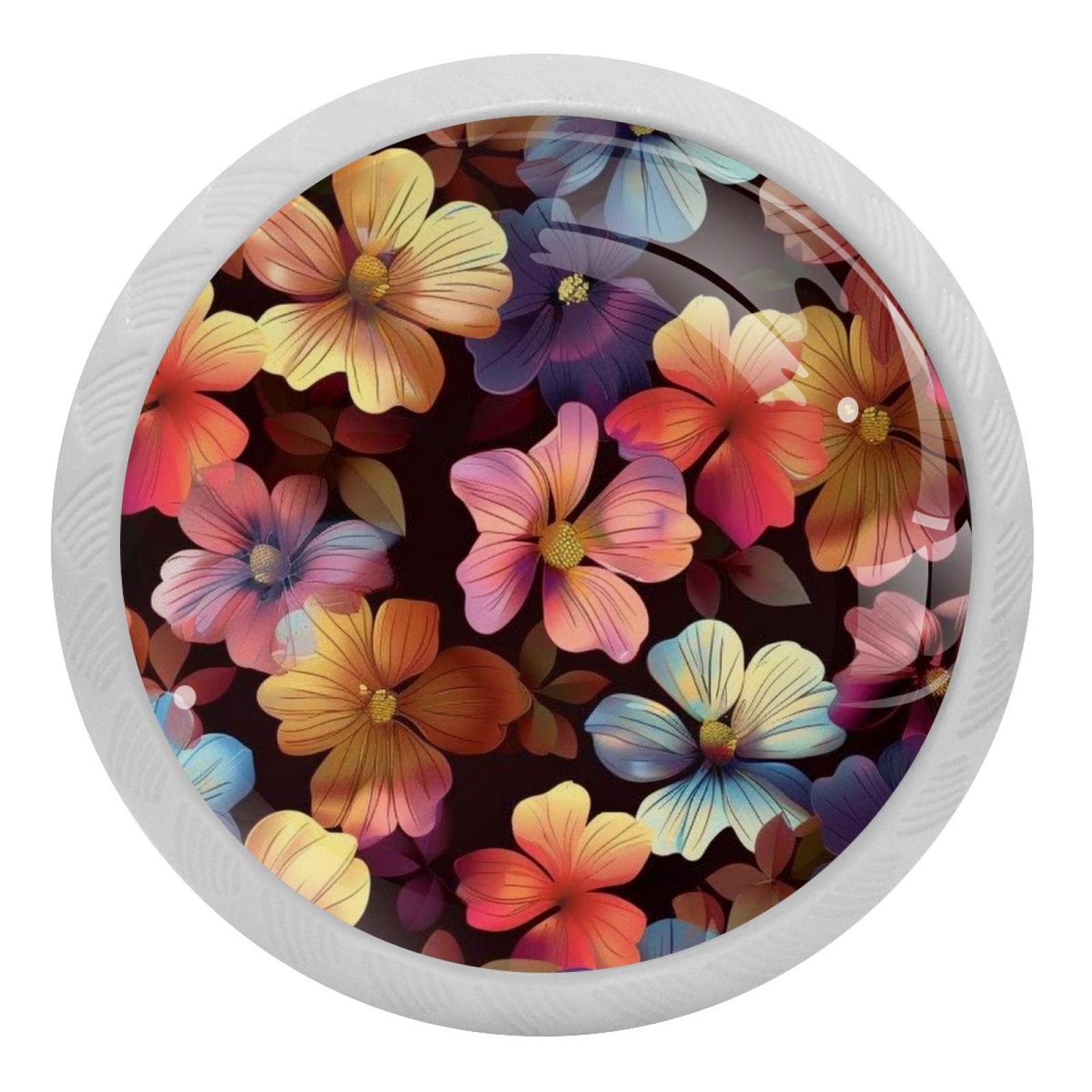 Flower Fluorescent Drawer Pulls with Screws - Round 4-Pack Glow-in-the ...