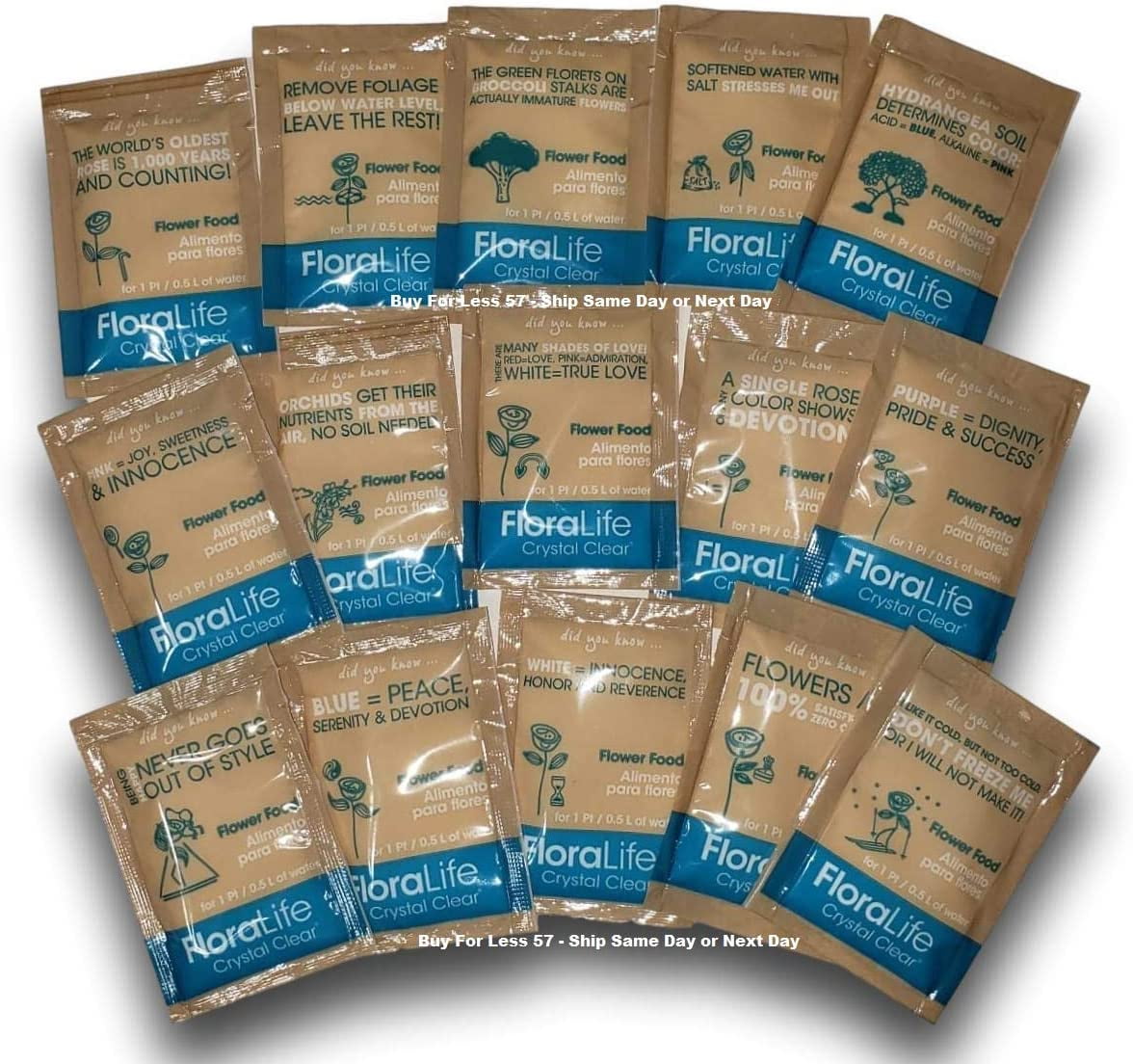 Flower Food 300, 5gm Packets, Makes 1 Pint Liquid Flower Preservative ...