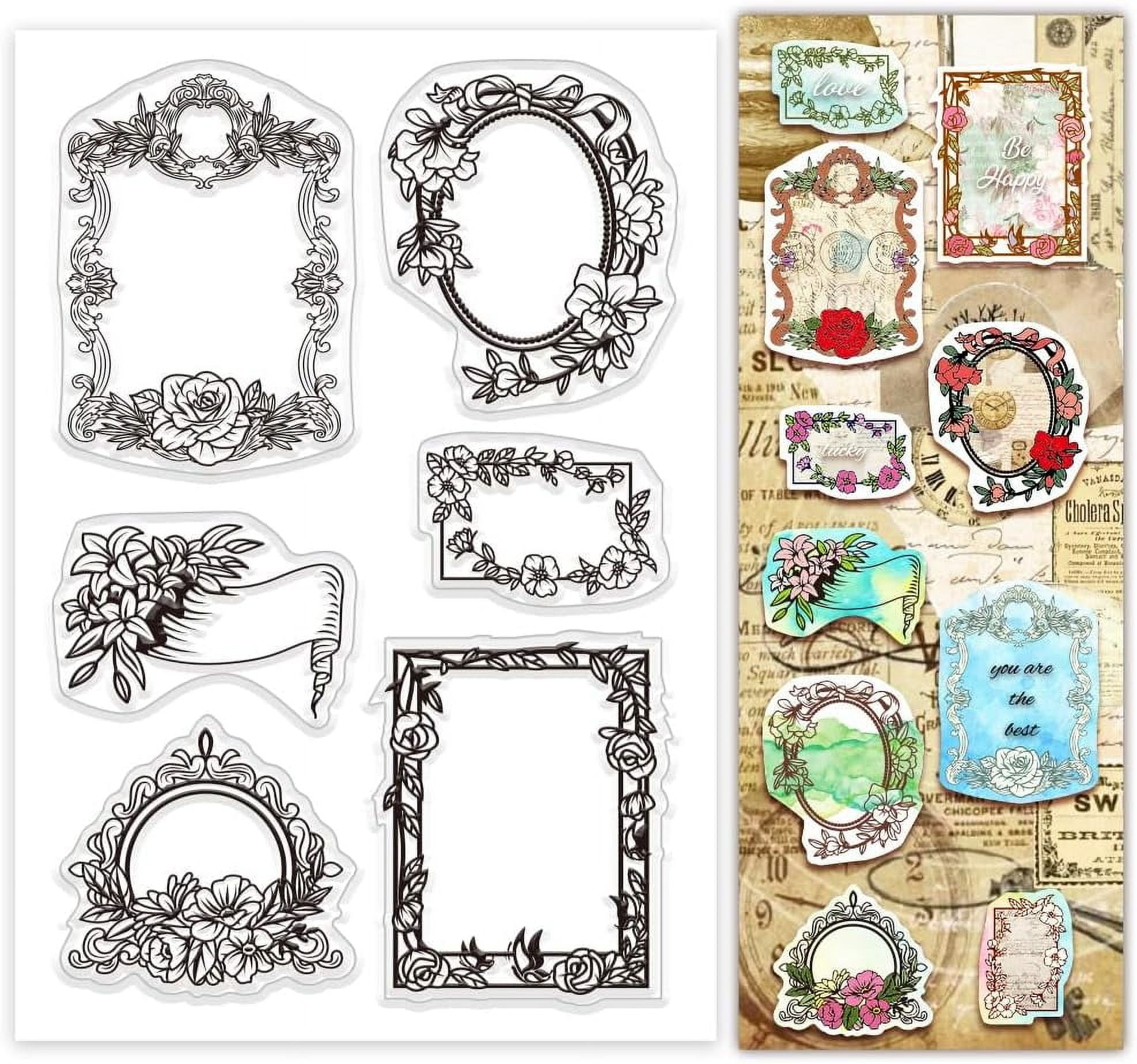 Flower Frame Background Clear Stamps for Card Making Background Rubber ...